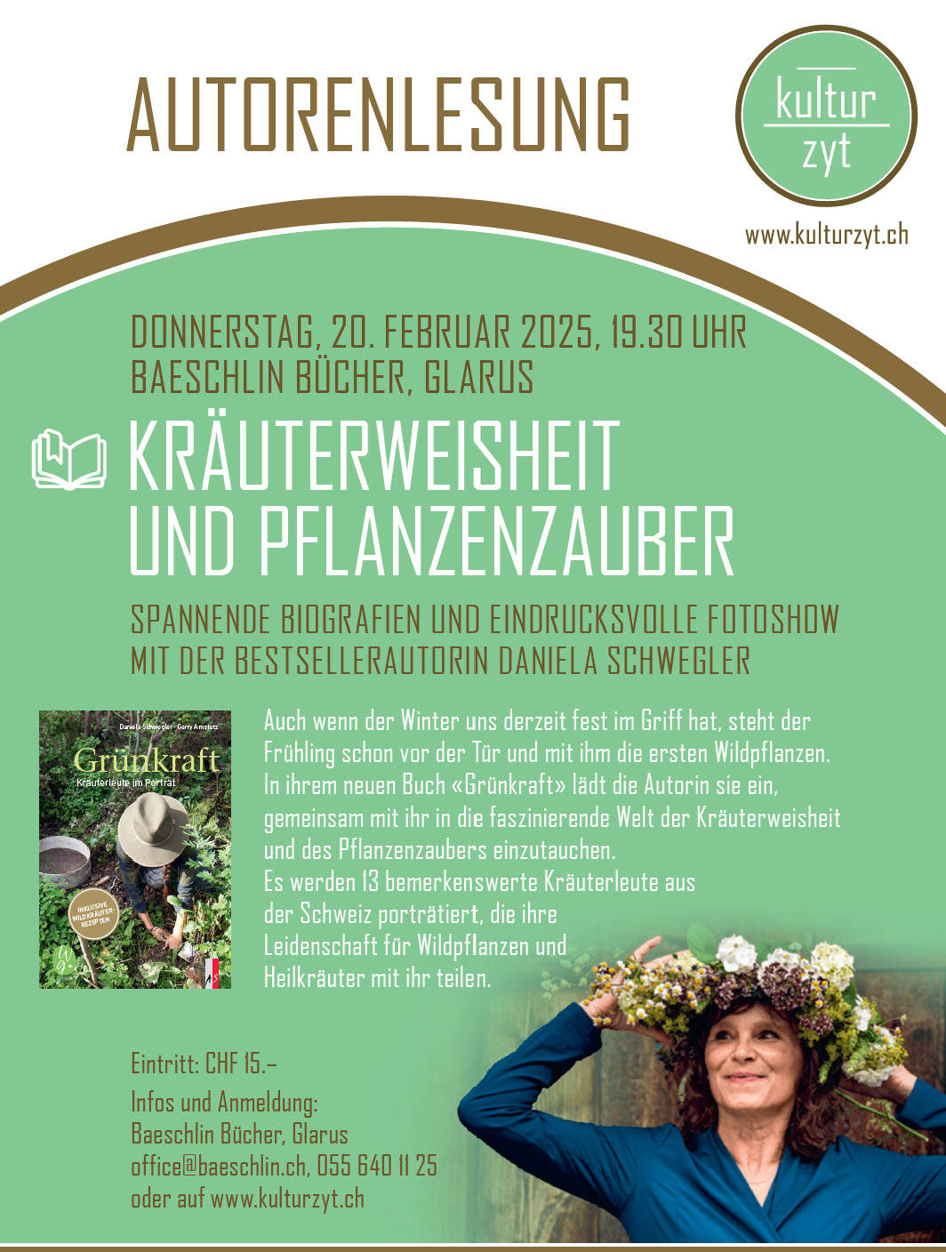 Autorenlesung mit Daniela Schwegler "Grünkraft" | Switzerland Tourism