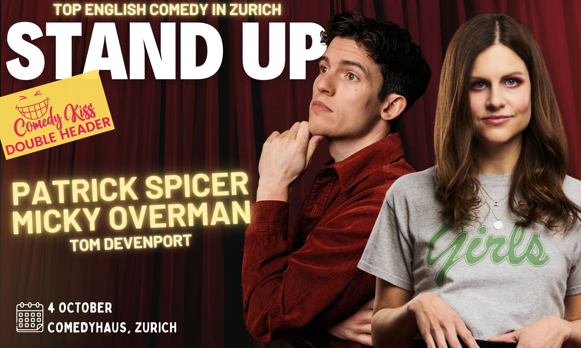 Comedy Kiss Double Header: Patrick Spicer and Micky Overman ...