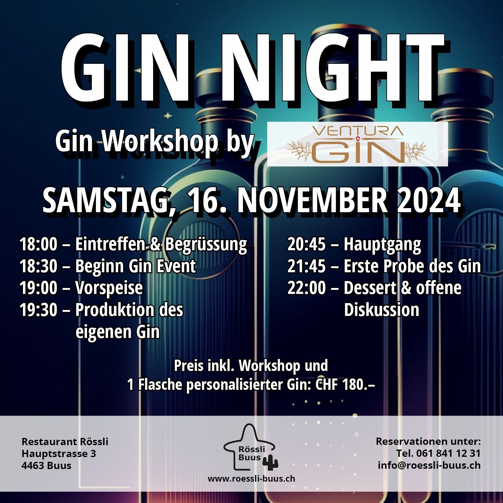 Gin Workshop mit 4 Gang Menü | スイス政府観光局